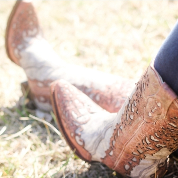 Corral | Shoes | Sand Cognac Laser Overlay Square Toe Boots By Corral ...